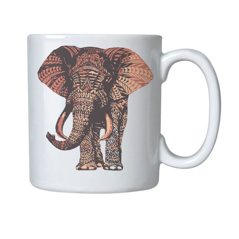 Caneca de Porcelana Elefante Maori Marrom | MadeiraMadeira