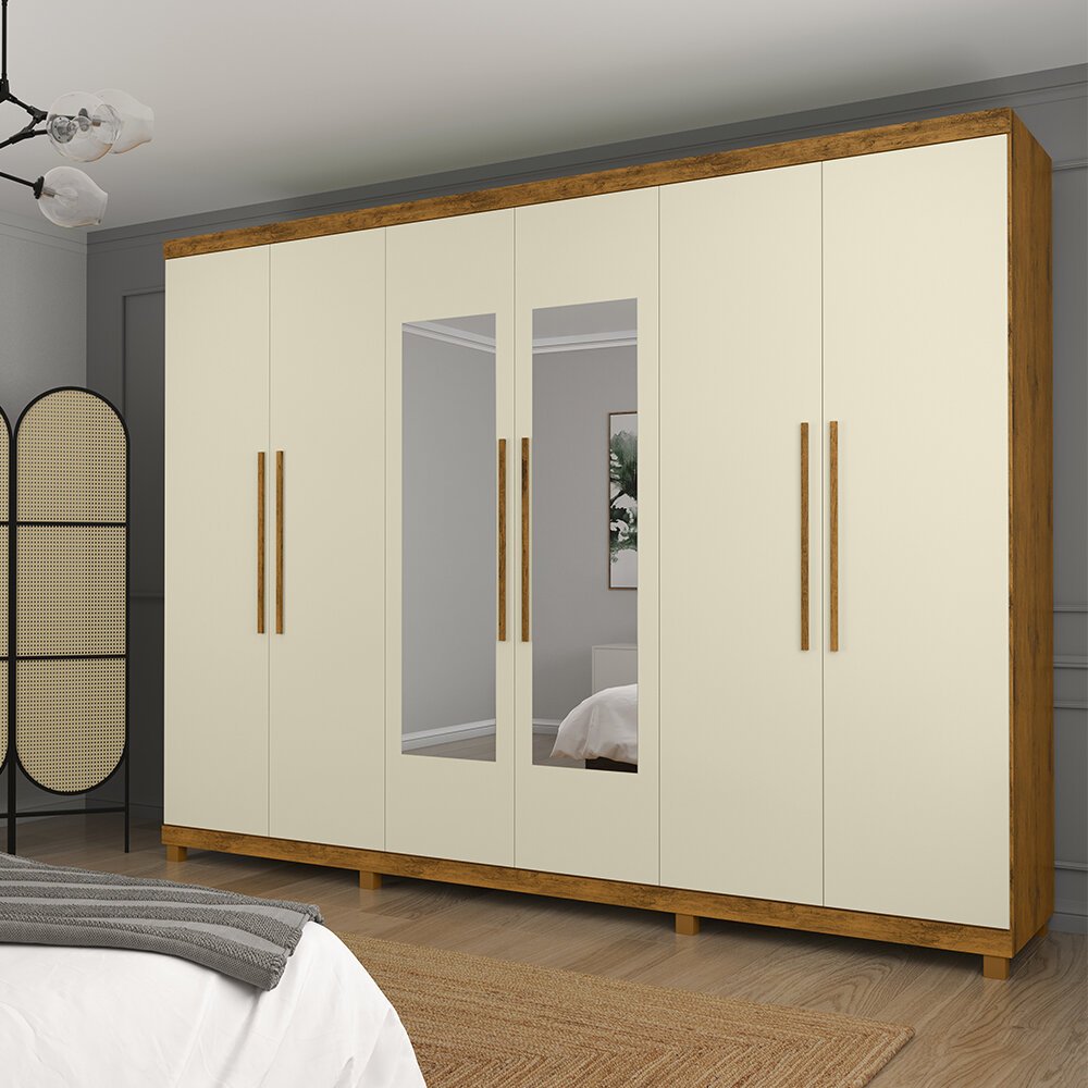 Guarda Roupa Casal com Espelho 6 Portas Absolut Madeirado Off White ...