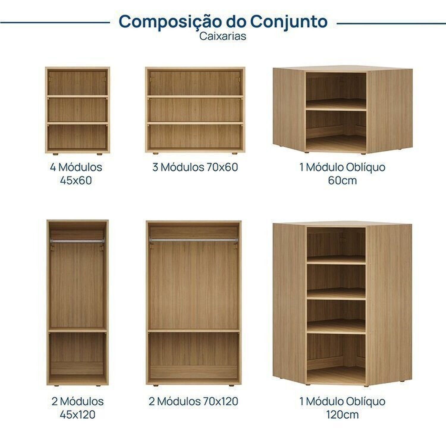 Guarda-Roupa Modular 13 Módulos 16 Portas 6 Gavetas Frame CabeCasa ...