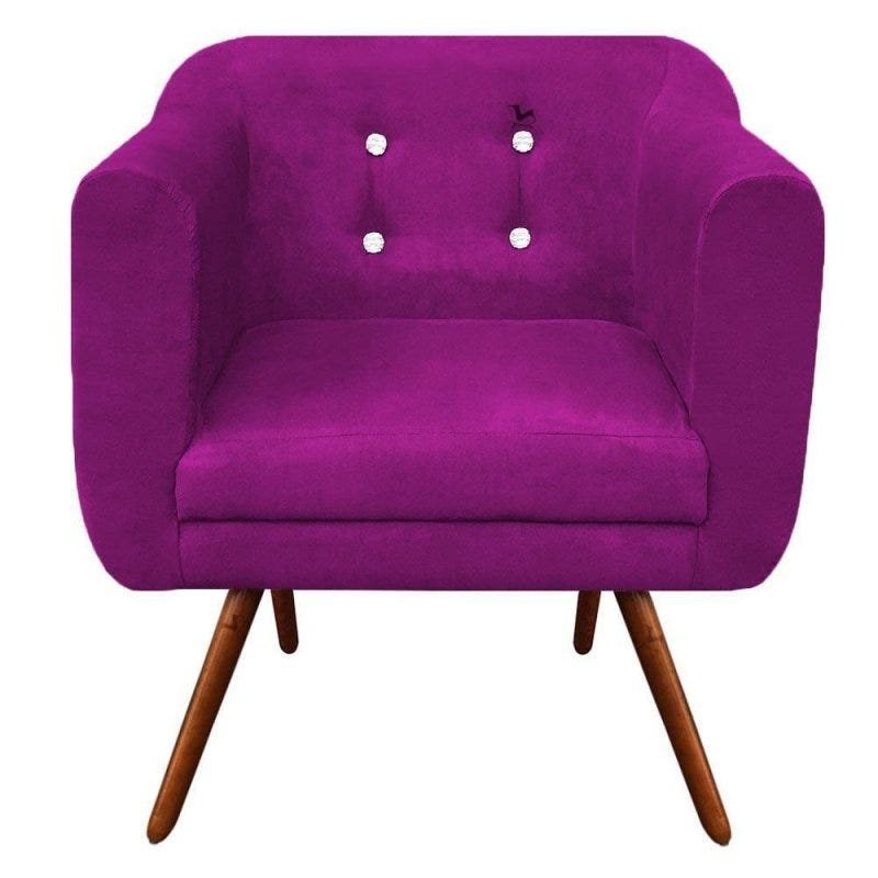 Poltrona Decorativa Julia Suede Magenta com Strass - D'Rossi ...