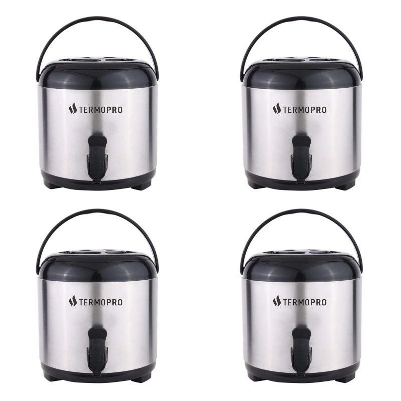 Kit Botijão Térmico Aço Inox Pressão Com Tripé Dobrável 4 Unidades 6 ...