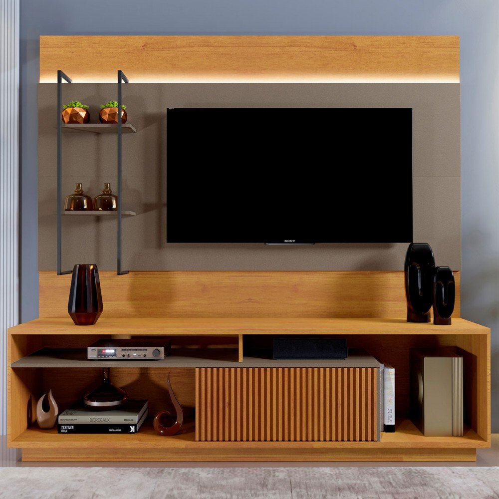 Estante para Tv até 65 Polegadas Granada 1 Porta 2 Prateleiras com Led ...