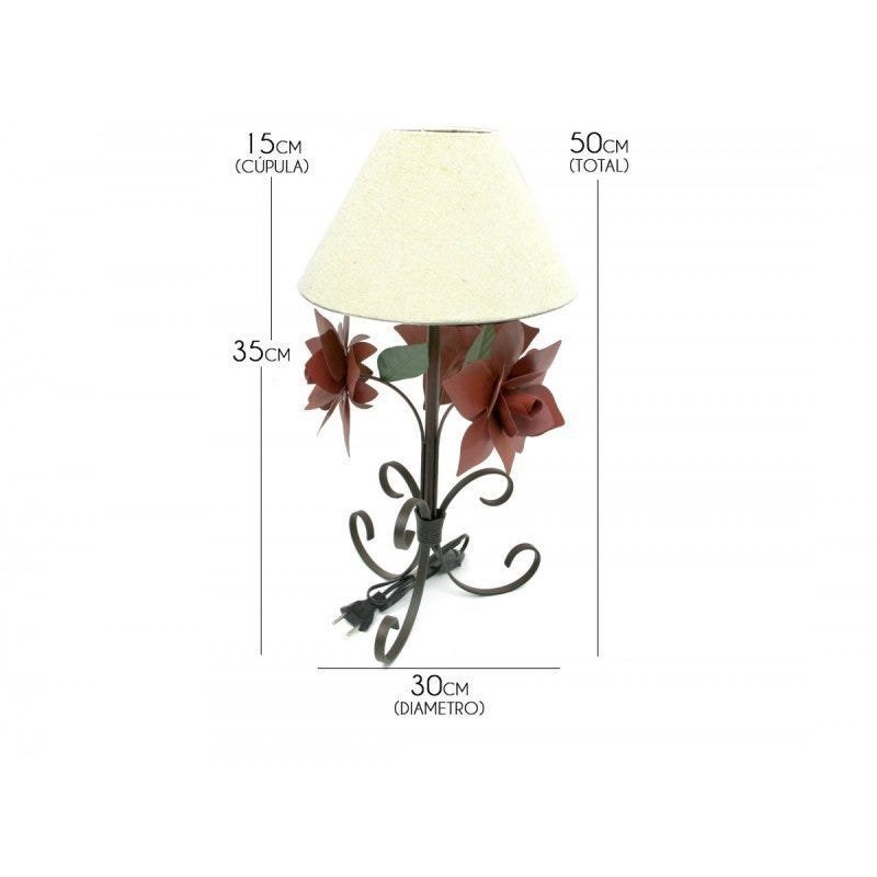 Abajur Artesanal para Quarto de Casal de Ferro Rústico com Flores ...