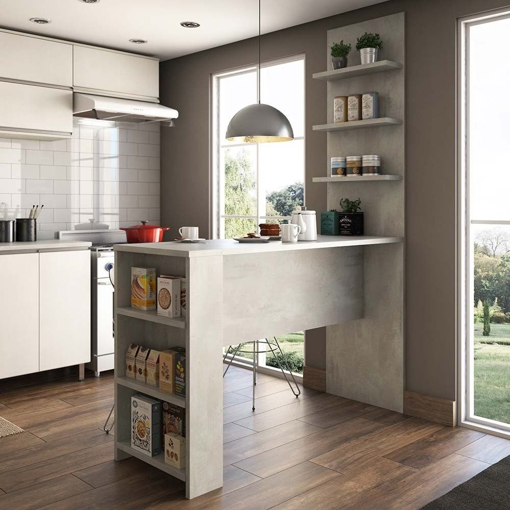 Bancada Mesa Gourmet para Cozinha com Painel Suprema Luciane Móveis ...