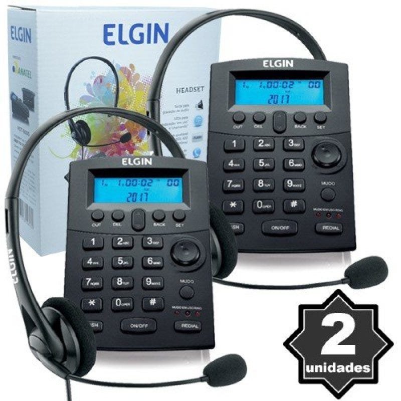 Kit 2 Telefones Headset com Base Discadora Teclado e Identificador de ...