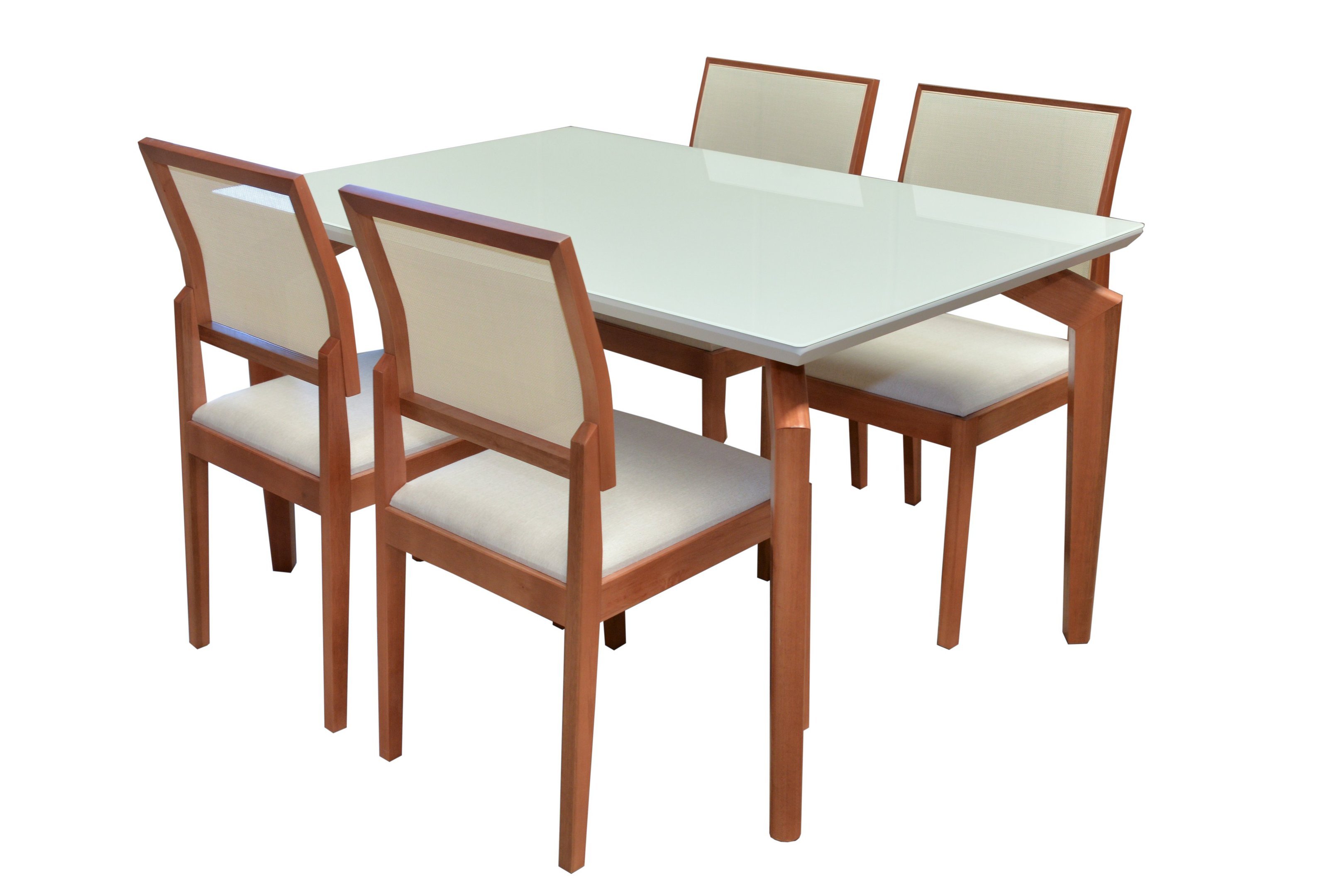 Conjunto Sala de Jantar Mesa 1,40 X 90cm com 4 Cadeiras Ana Madeira ...