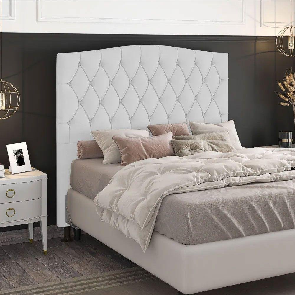Cabeceira Cama Box Casal Italia 195cm Corano Branco | MadeiraMadeira