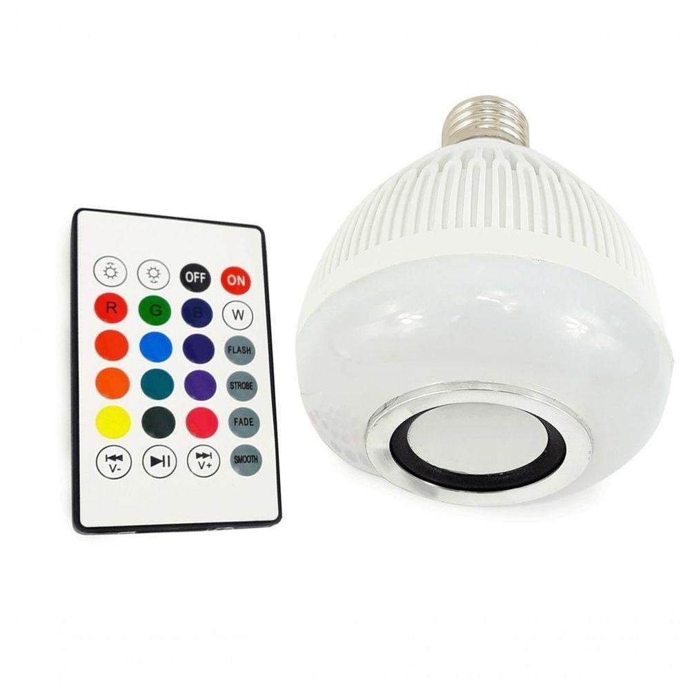 Lâmpada Led Rgb Musical 3w com Alto Falante Controle Remoto ...