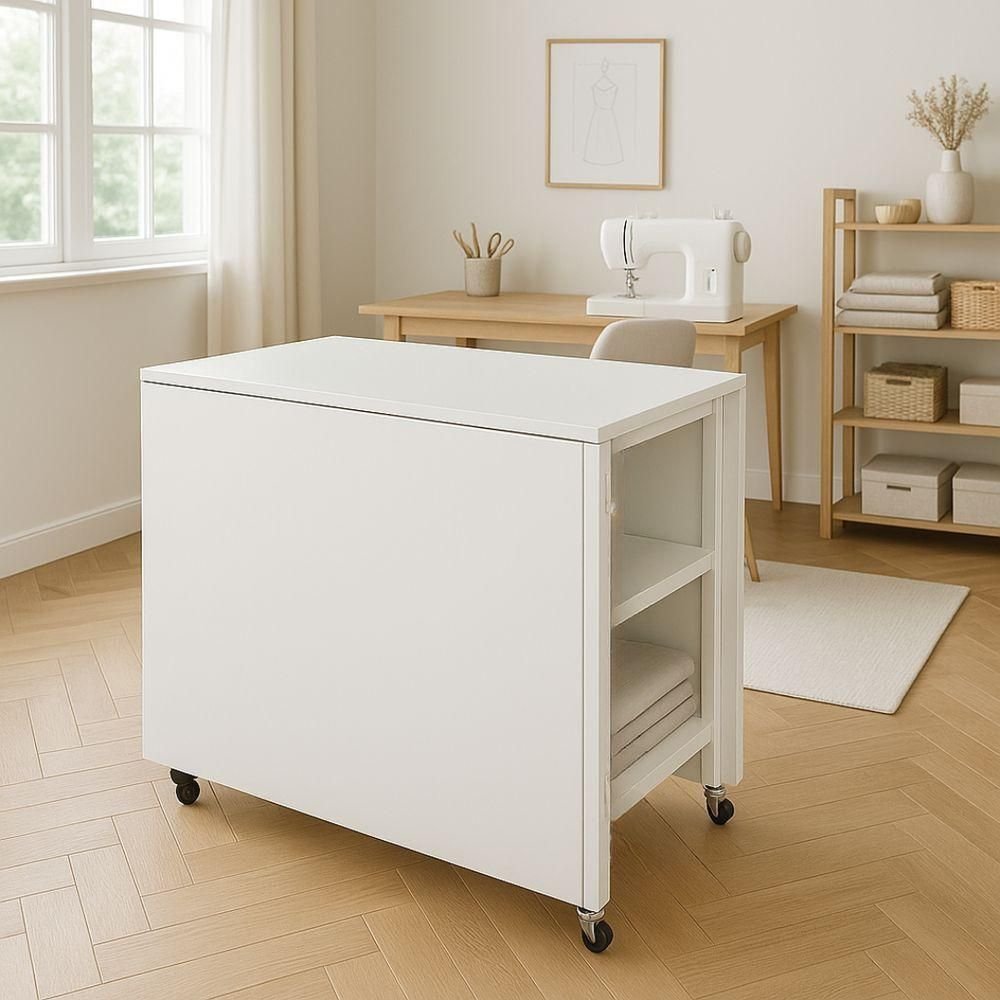 Bancada Alta Dobrável 2m Branco Ergonômica Multiuso para Atelier Festa Cozinha Mdf Ferro ...