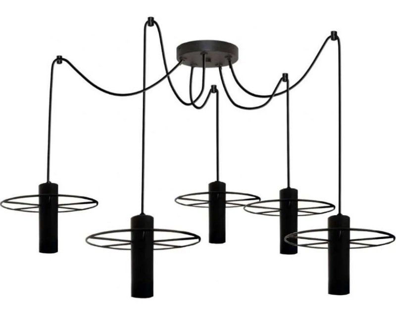 Pendente Moderno Trevo Aranha Preto 5x 60W Bivolt Blumenau | MadeiraMadeira