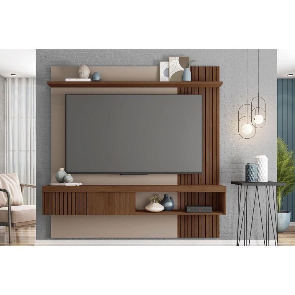 Rack Bancada C/ Painel P/ Tv até 65 Pol Jade Ripada 180x183cm Fendi ...