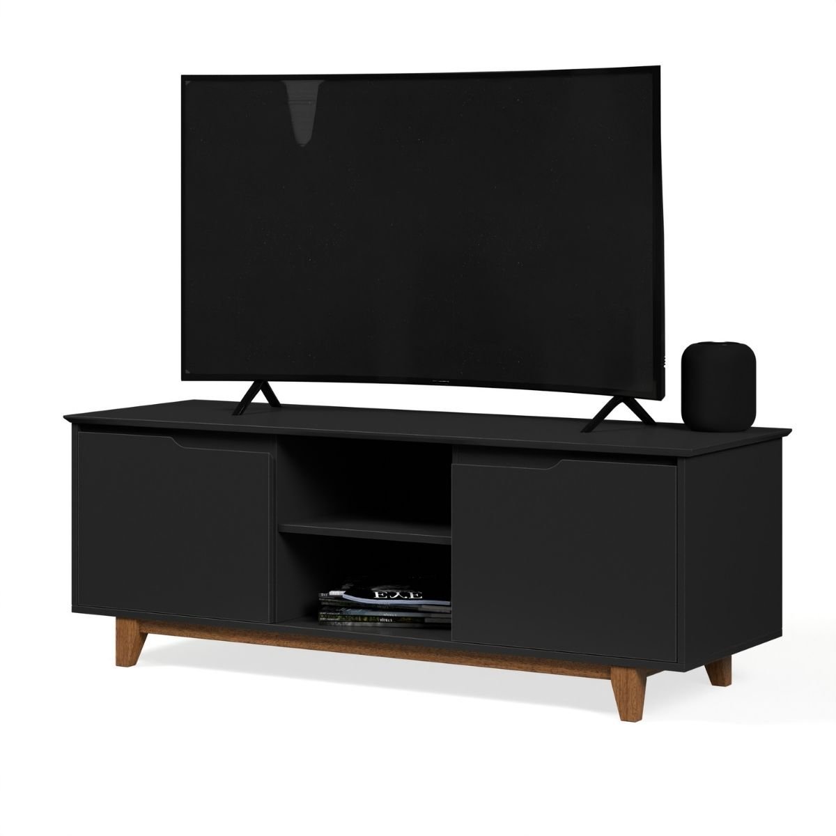 Rack de Televisão até 55 Polegadas 2 Portas Pés em Madeira - Mod.0225 ...