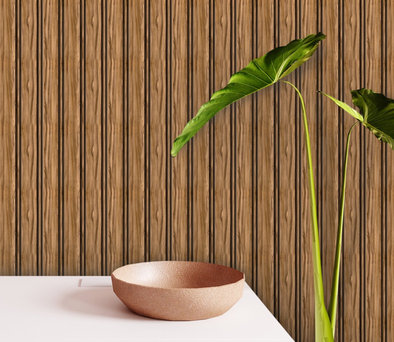 Papel de Parede Ripado de Madeira Clara Largo Auto 9m | MadeiraMadeira