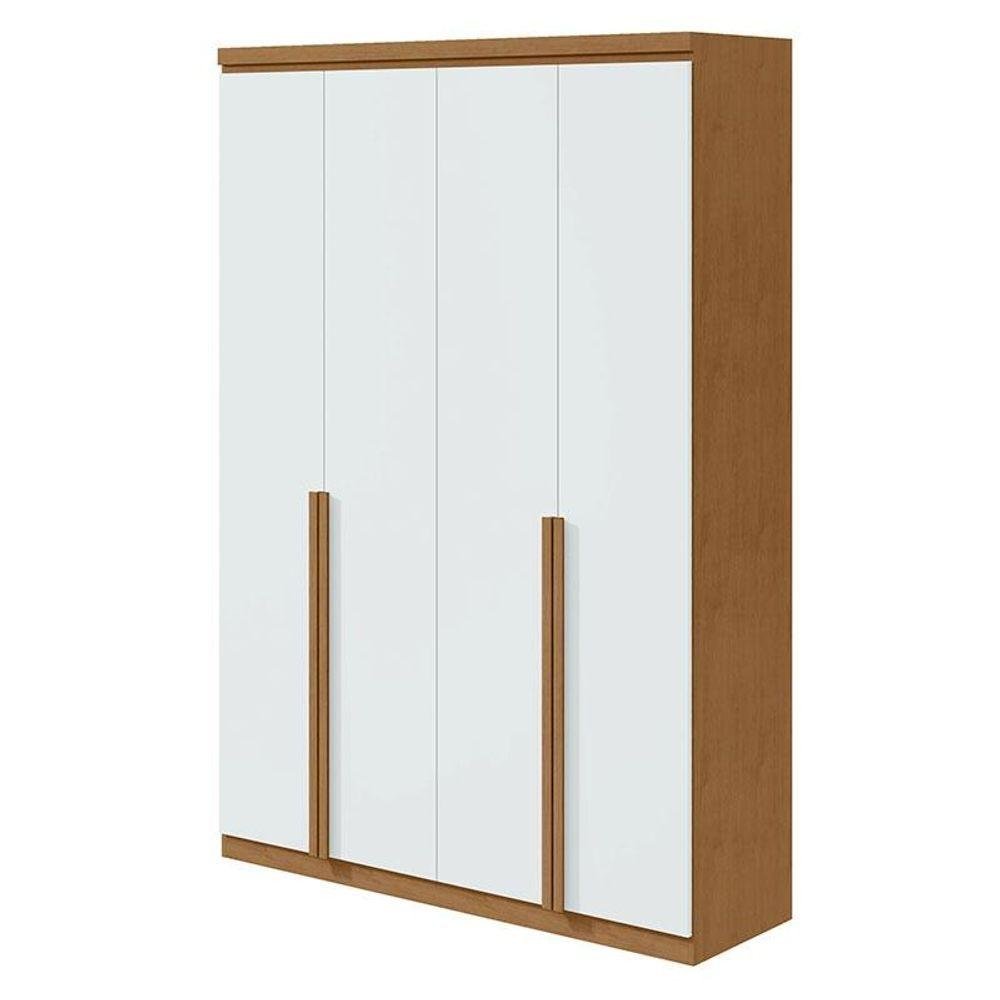 Guarda Roupa Solteiro Ambiente Alonzo 4 Portas Amêndoa Clean Branco ...