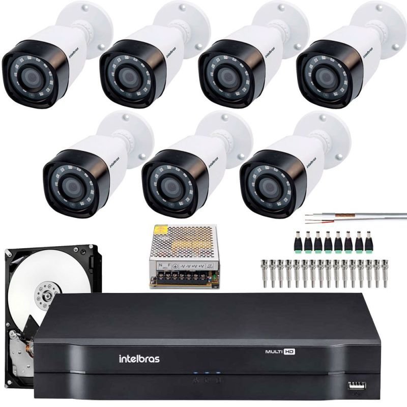 Kit 7 Câmeras Intelbras Multi HD 720P Vhd 1120B G4 2.6mm Completo ...
