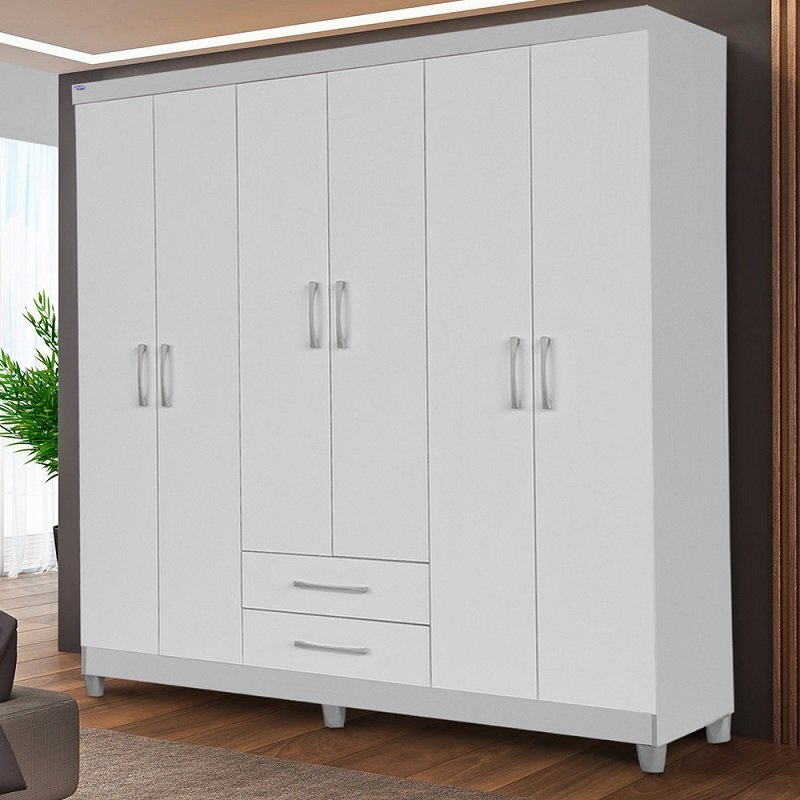 Guarda Roupa Monique 6 Portas e 2 Gavetas Branco - Rud Rack ...