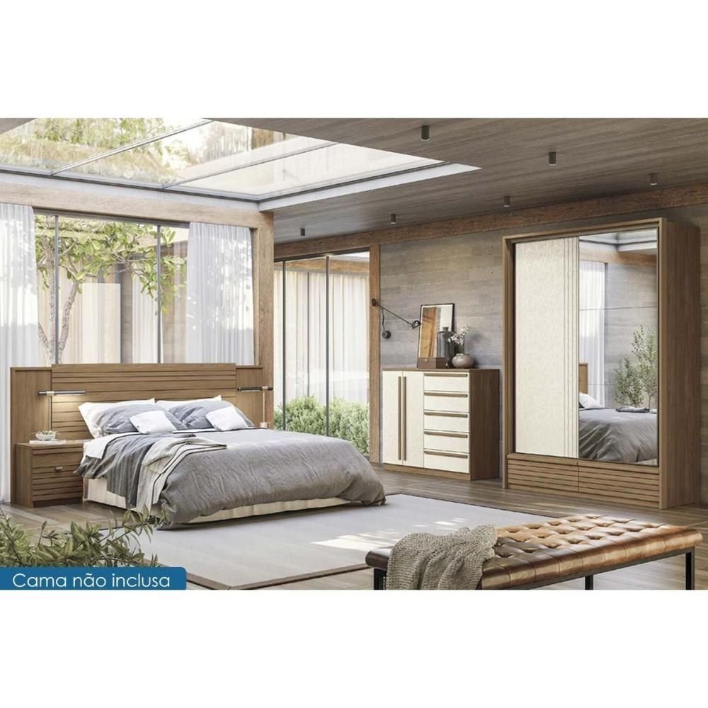 Quarto Casal Completo 3 Peças (1guardaroupa+1cama+1cômoda) Qc101 Jatoba ...