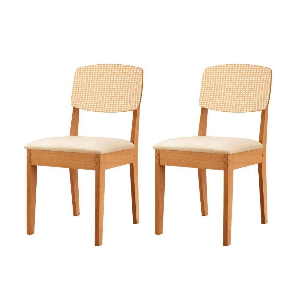Conjunto com 2 Cadeiras Mdf Copper Premium Veludo Creme/naturale ...