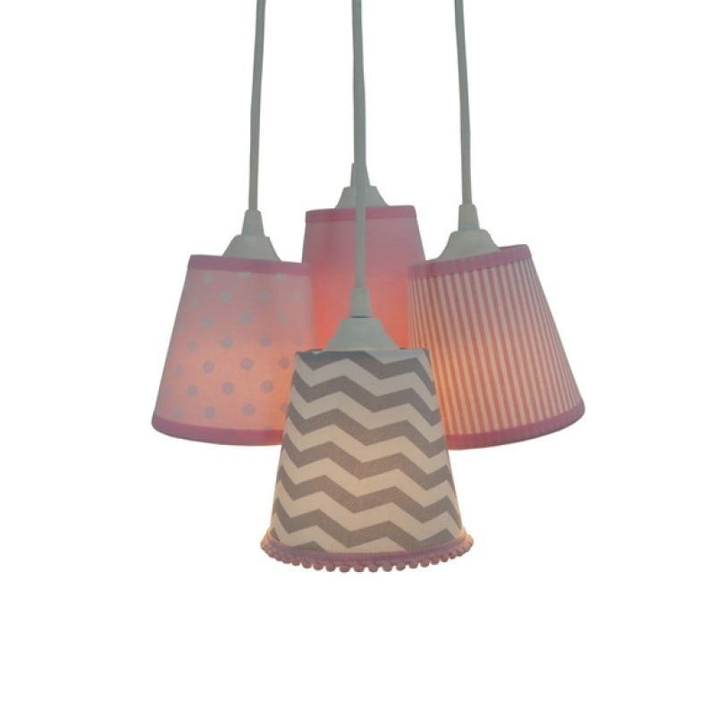 Lustre Menina Chevron Crie Casa Cinza e Rosa | MadeiraMadeira