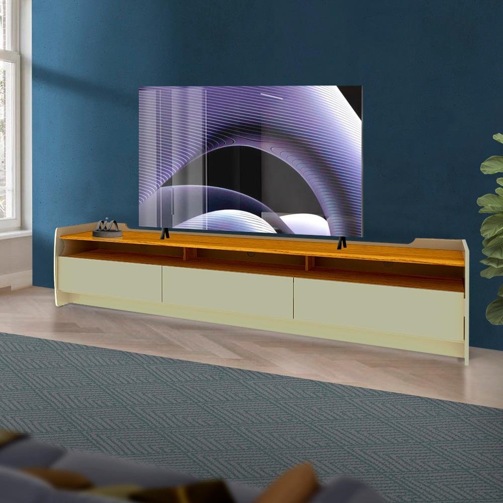 Rack Para Tv 70 Polegadas Off White Naturale 220cm Viego Shop Jm | MadeiraMadeira