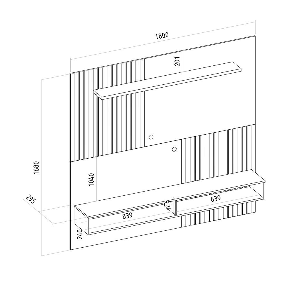 Painel Para TV 70 Polegadas Ripado 180cm Miti DJ Móveis Carvalho Europeu | MadeiraMadeira