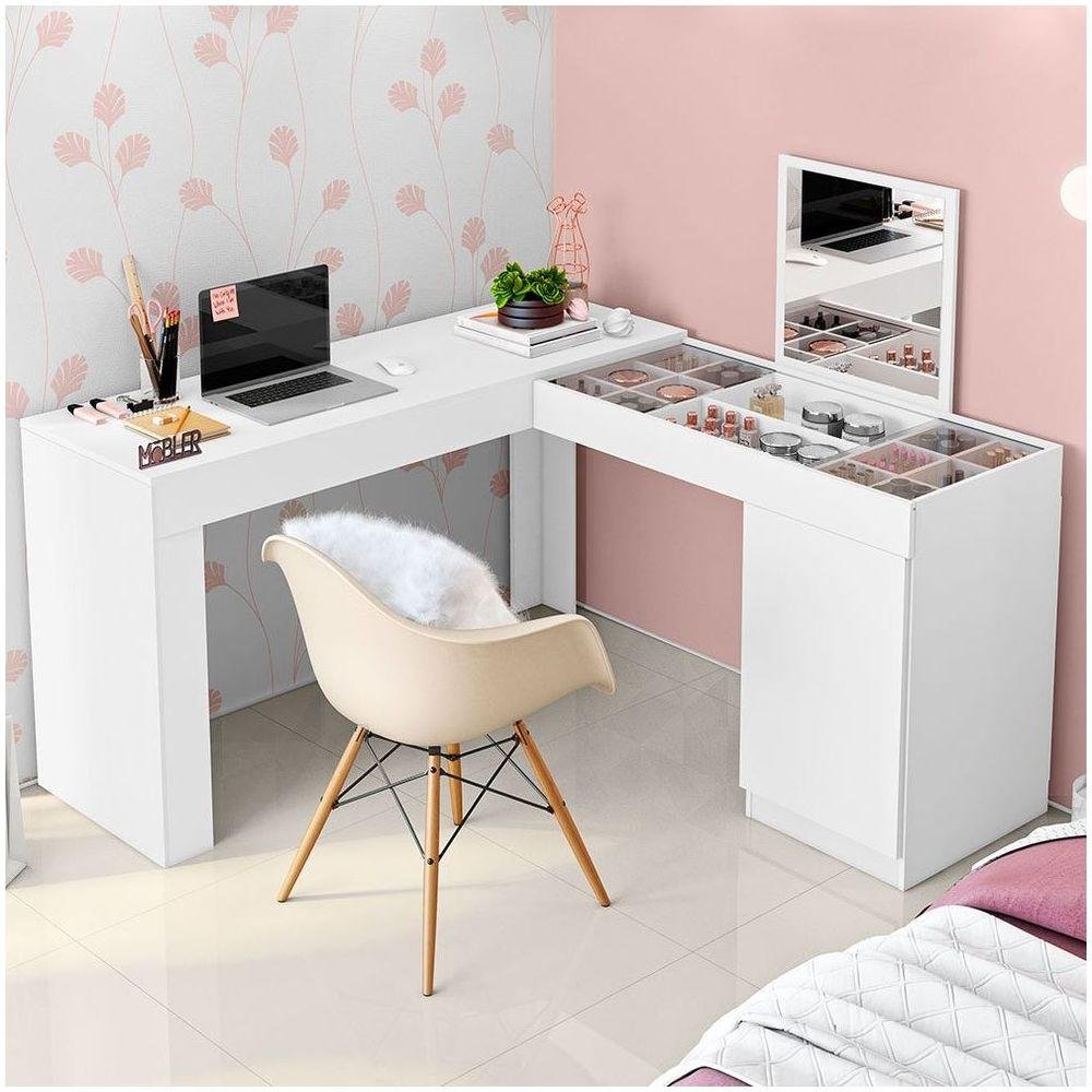 Escrivaninha Penteadeira Mobler Princesa Branco Com | MadeiraMadeira