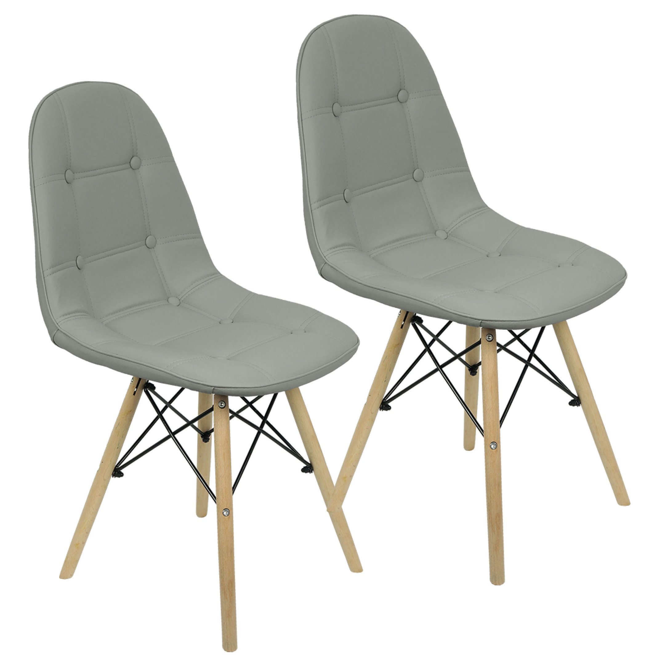 Kit 2 Cadeiras Estofadas Charles Eames Eiffel Botonê com Pés de Madeira ...