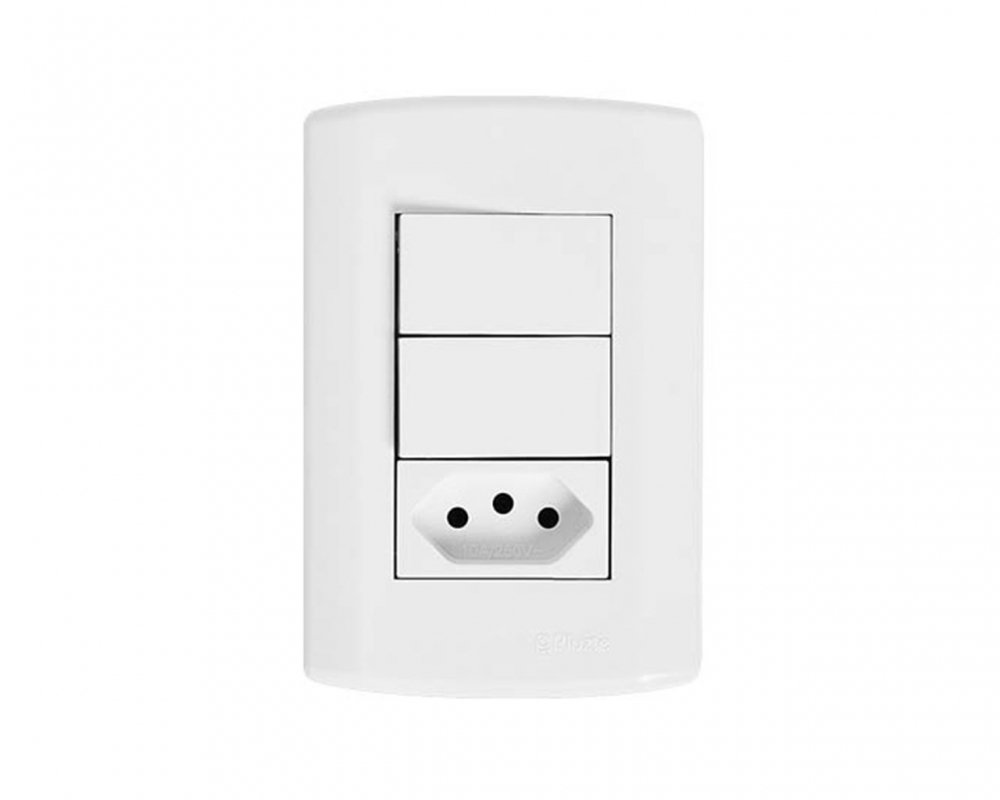Interruptor Pluzi Modular 2 Teclas Simp+tom 2p+t20a C/placa ...