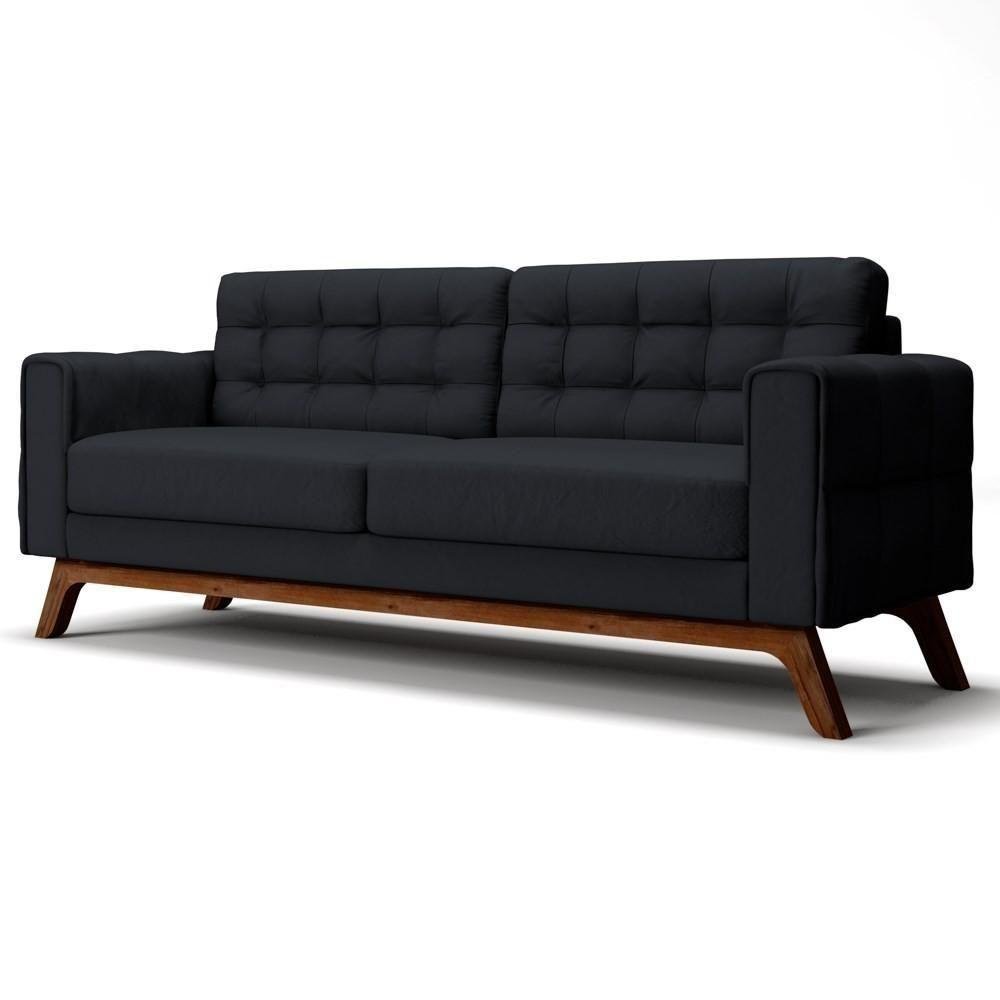 Sofá 280 Cm 4 Lugares Sandero B-300 Veludo Preto - Domi | MadeiraMadeira