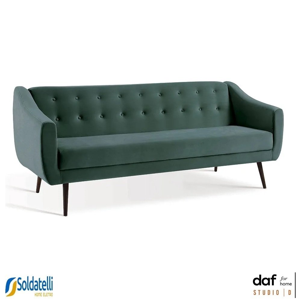 Sofá Cama Retro Mimo 3 Lugares Veludo e Linho Várias Cores - Daf Mobiliário | MadeiraMadeira