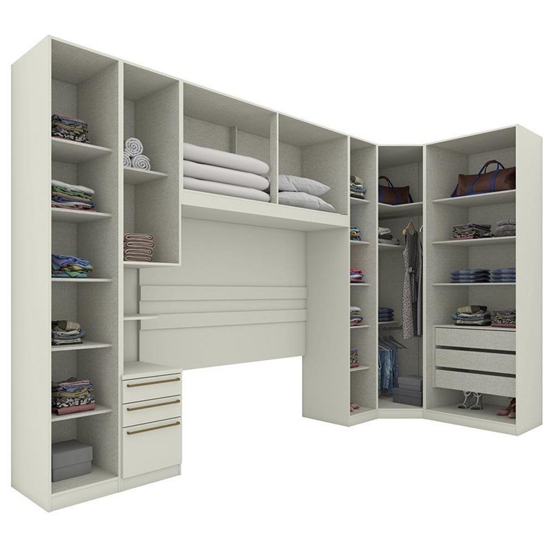 Quarto Modulado Casal Seletto 6 Peças Areia - Móveis Henn | MadeiraMadeira