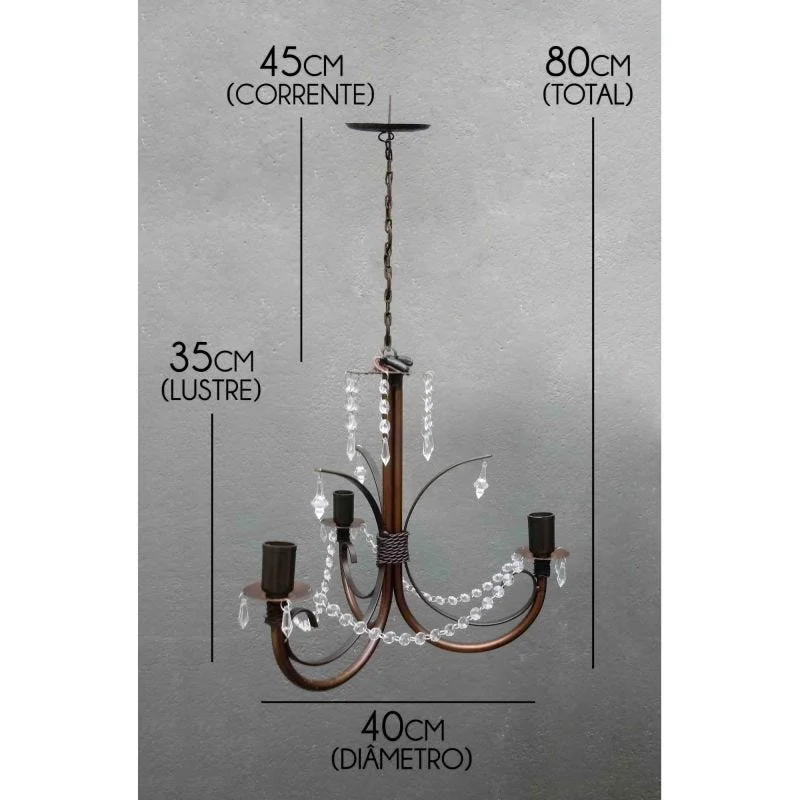 Lustre Pendente Decorativo Com Cristais Artesanais Para Sala de Estar ...