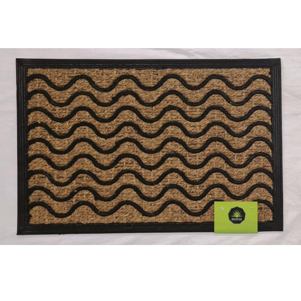 Capacho De Fibra De Coco Retangular Emborrachado Ondas | MadeiraMadeira