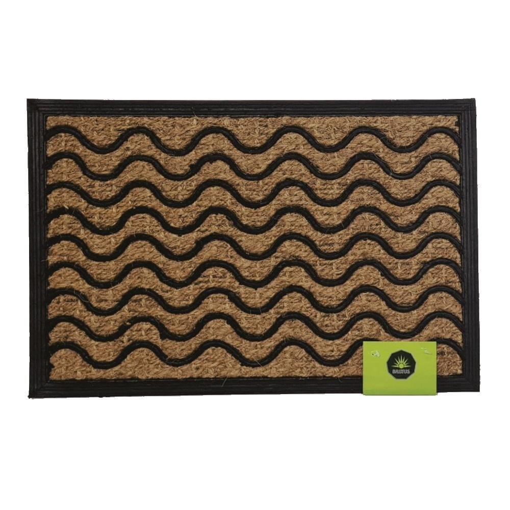 Capacho De Fibra De Coco Retangular Emborrachado Ondas | MadeiraMadeira