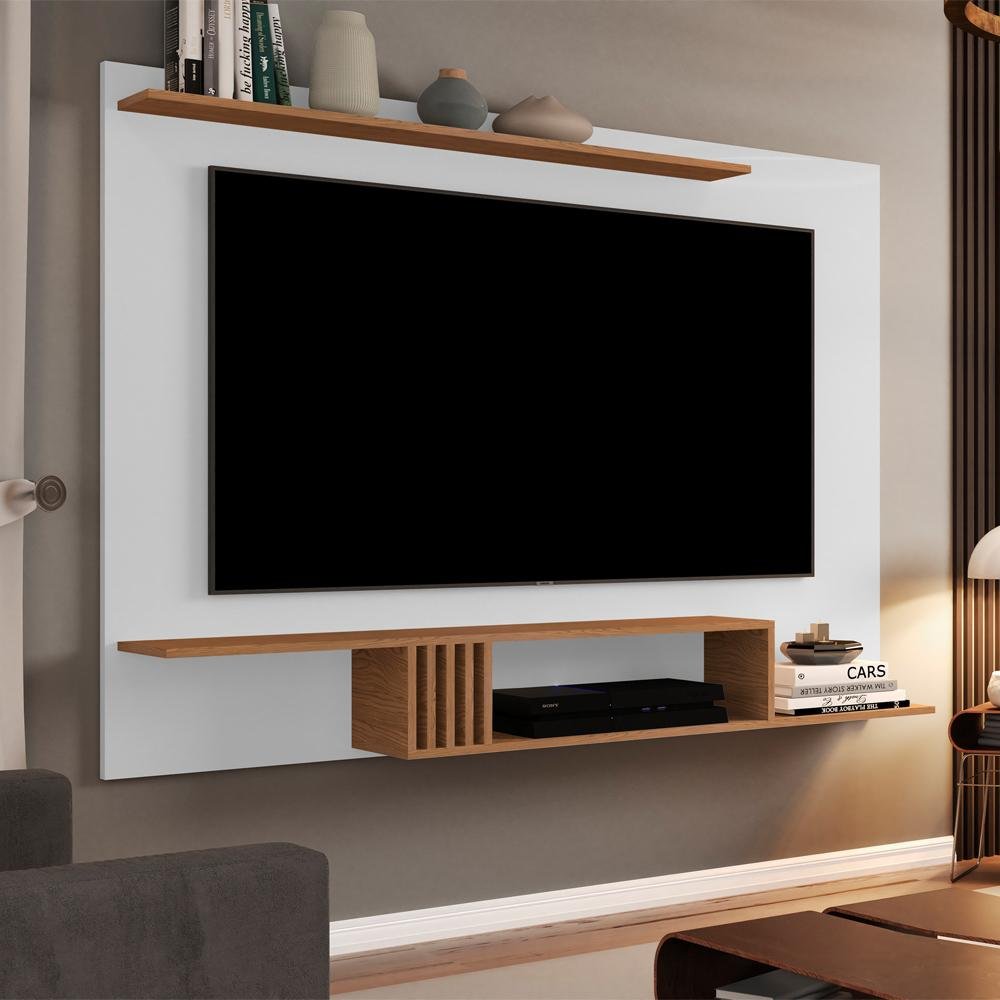 Painel Para Tv 55 Polegadas Luxo Branco/Freijó | MadeiraMadeira