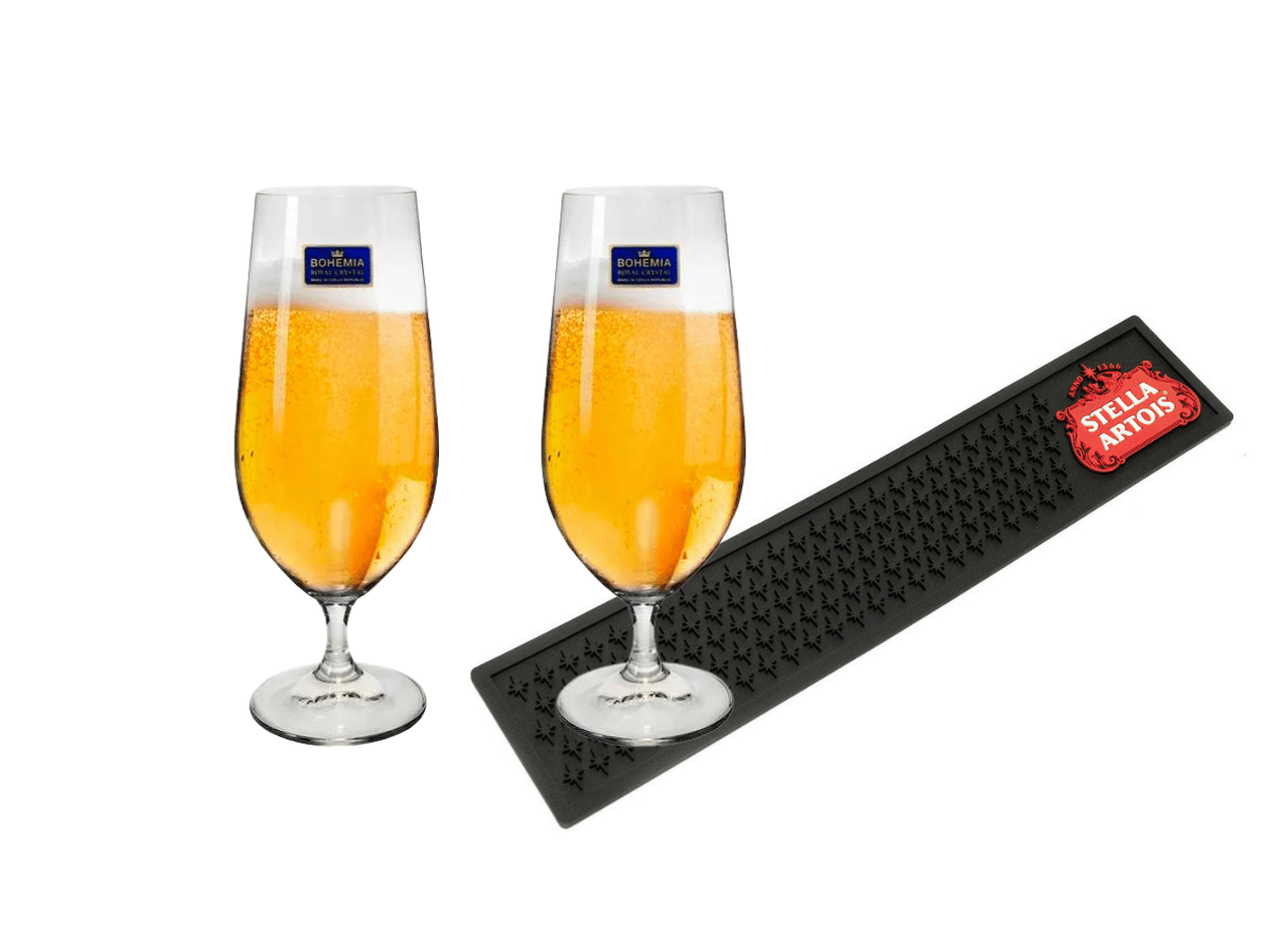 Kit Bar man Barmat com taças Stella Artois 50 x 12 Flexivel ...