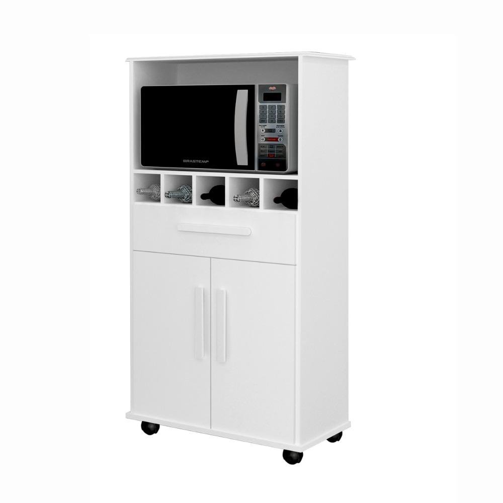 Balcão Microondas com Adega Petúnia Branco Romar Móveis Cozinha ...
