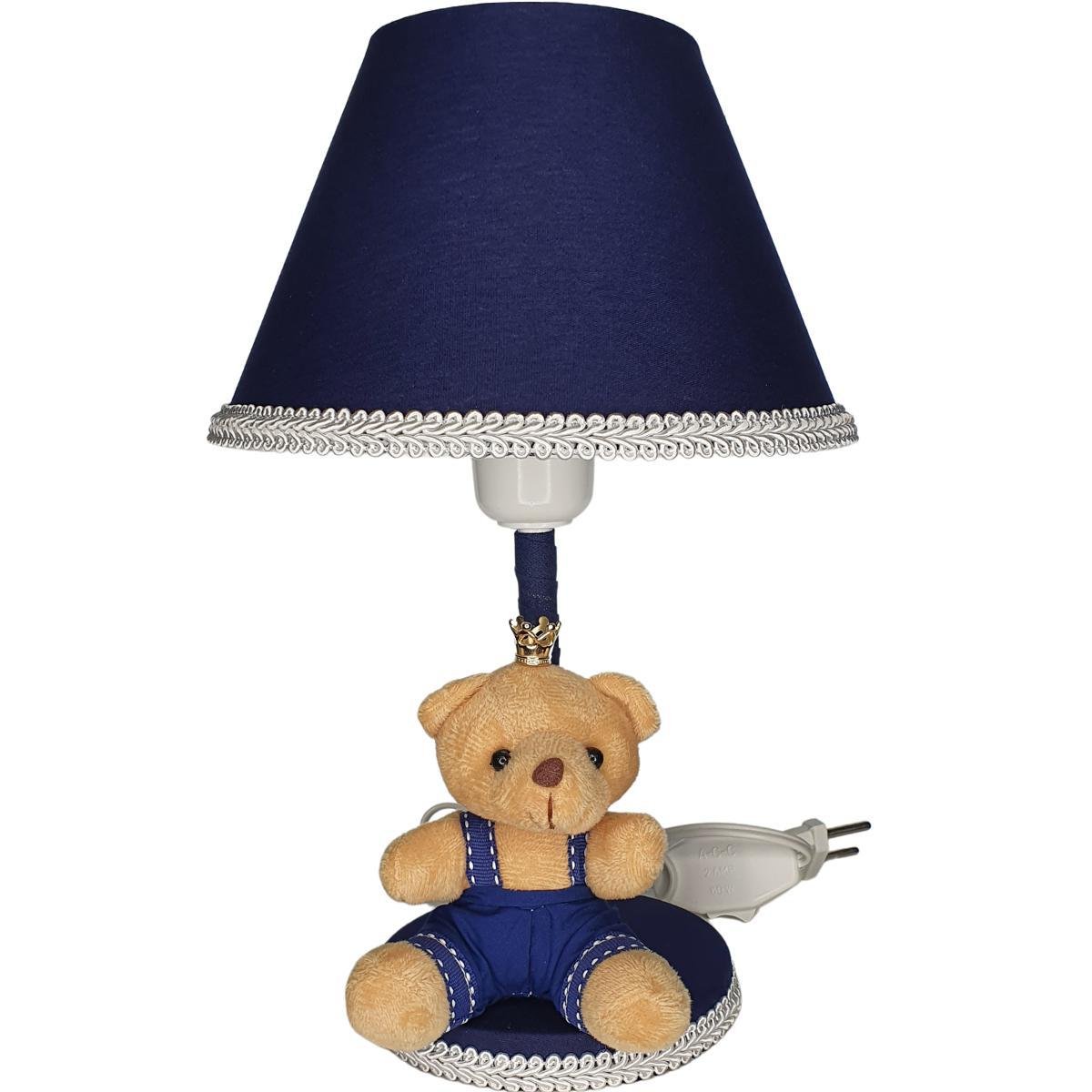 Abajur Infantil Quarto Bebê Marinho Liso Principe Urso Bege ...