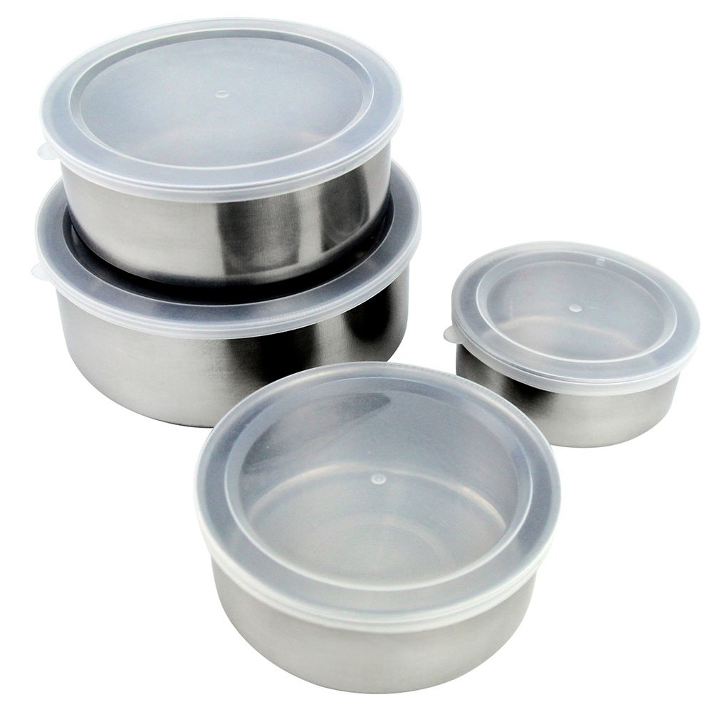 Conjunto Kit Potes Tigelas Vasilhas De Inox Com Tampa | MadeiraMadeira