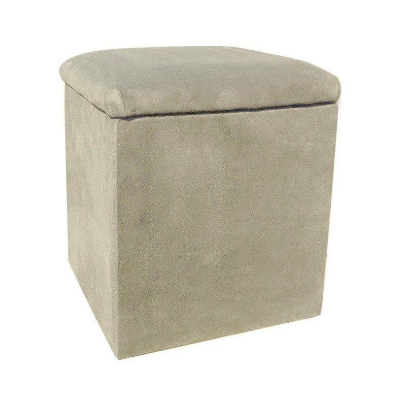 Puff Decorativo Baú Dani Quadrado Suede Bege | MadeiraMadeira