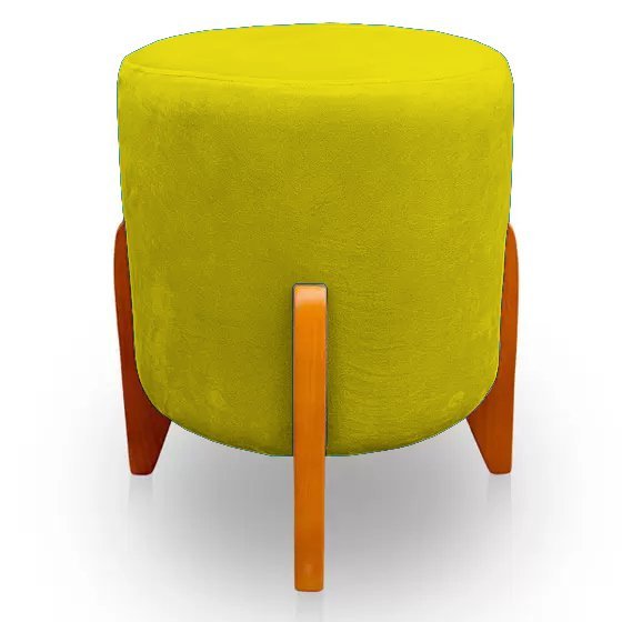Kit 3 Puffs Thor Pés Em Madeira Sued Amarelo - Kimi Design | MadeiraMadeira