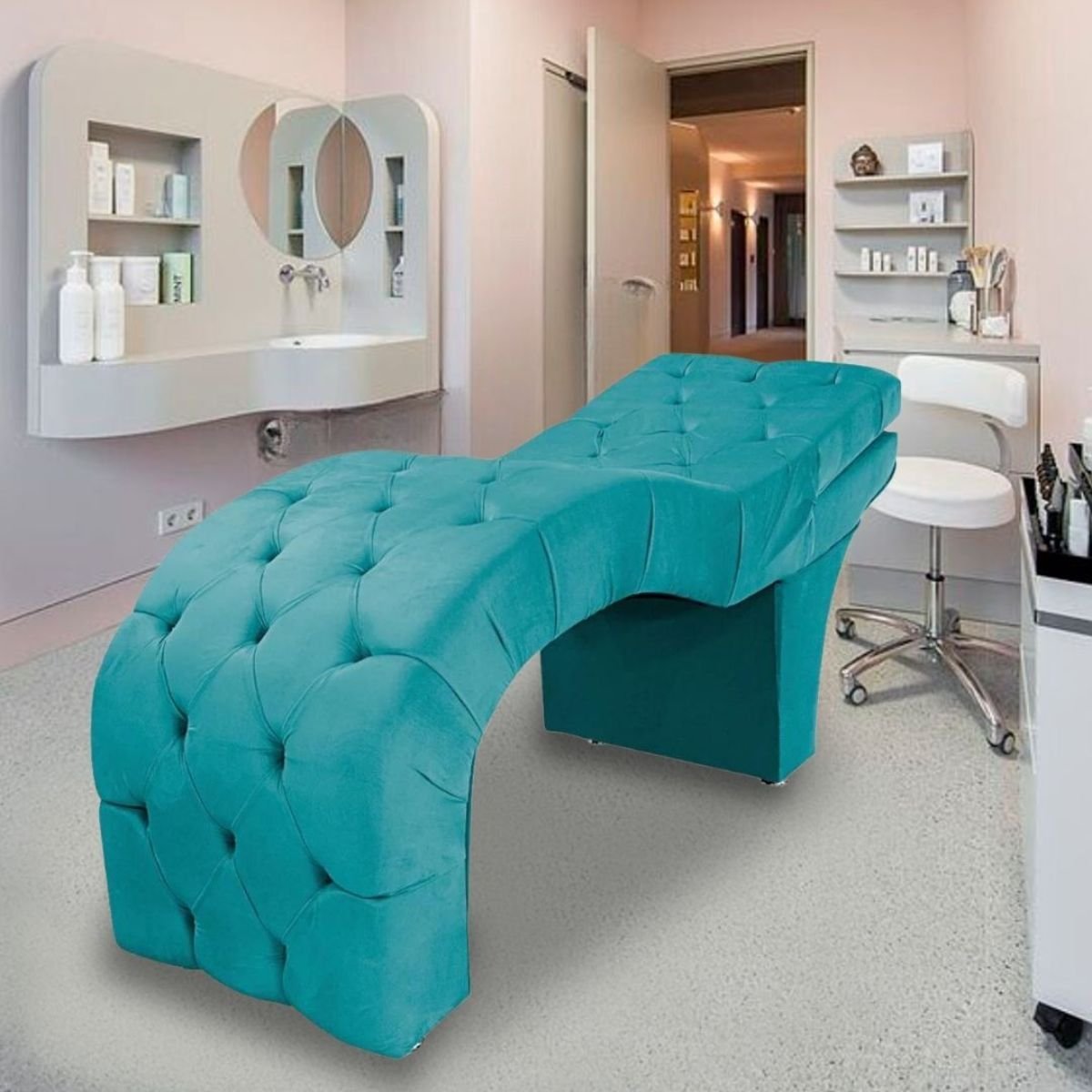 Maca Estética Estofada Reclinável Ergonômica Spa Suede Yara:Azul ...