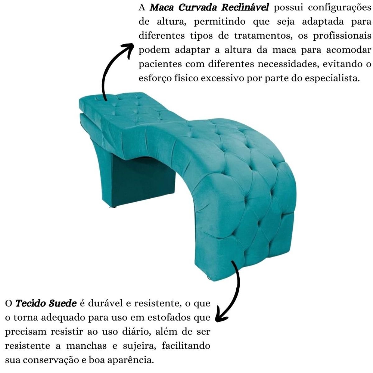 Maca Estética Estofada Reclinável Ergonômica Spa Suede Yara:Azul ...