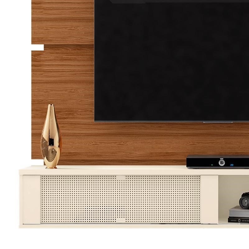 Home Suspenso Dom para TV até 75” Cinamomo Mel/Off White - PR Móveis | MadeiraMadeira