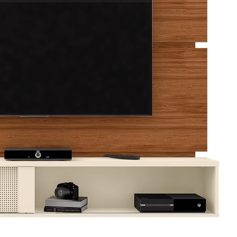Home Suspenso Dom para TV até 75” Cinamomo Mel/Off White - PR Móveis | MadeiraMadeira