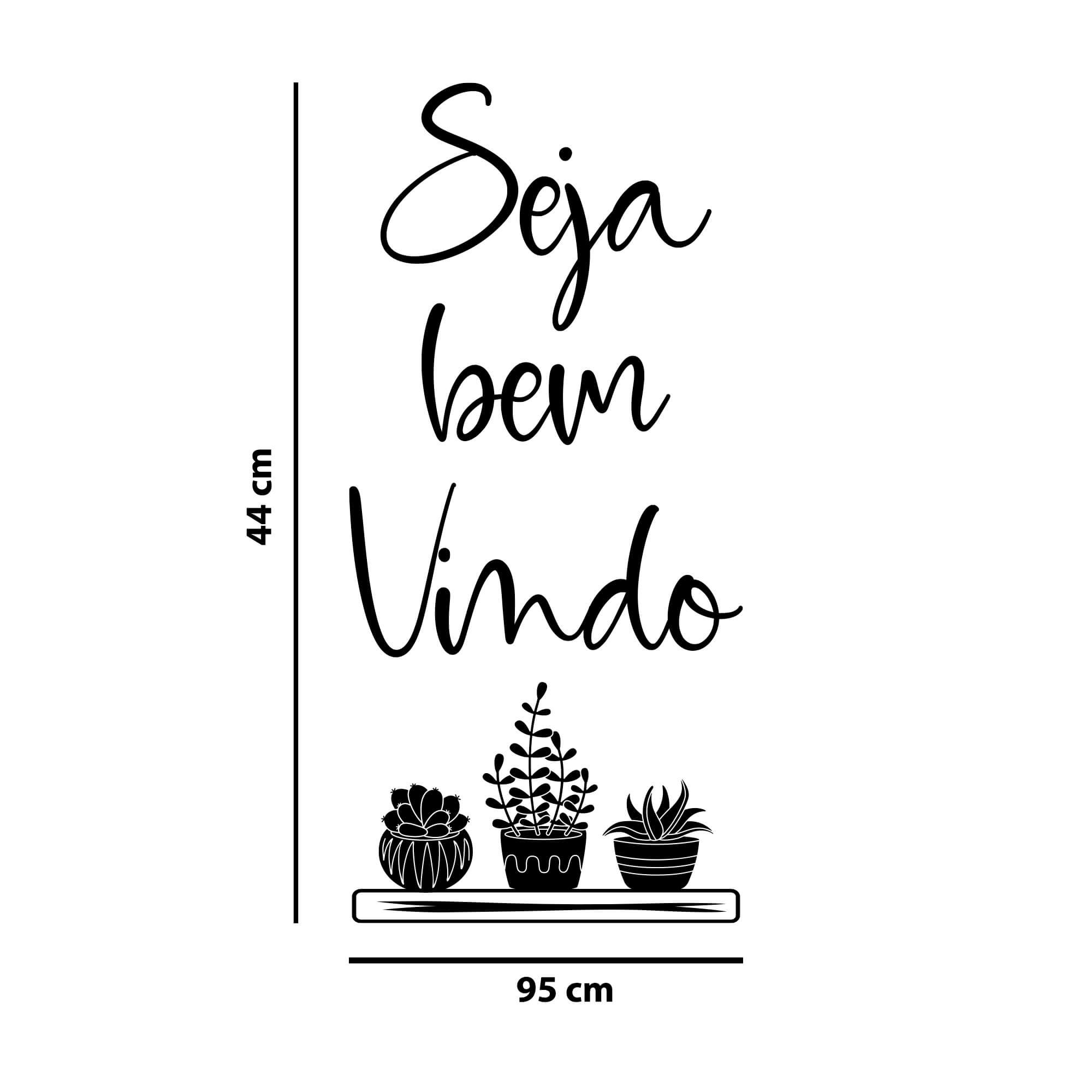 Adesivo Decorativo Seja Bem Vindo Escrita Lettering Vasos Cactos Hall ...