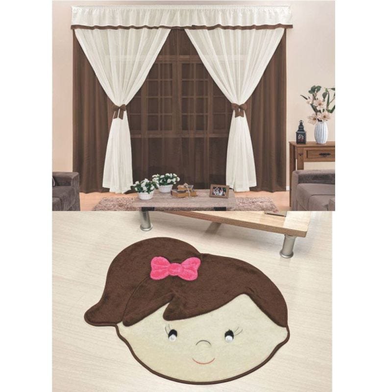 Kit Decoração Menina Lívia para Quarto Infantil = Cortina para Trilho 2 ...