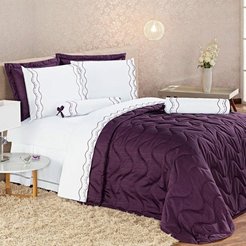 Cobre Leito Queen Montreal 03 Peças - Vinho | MadeiraMadeira