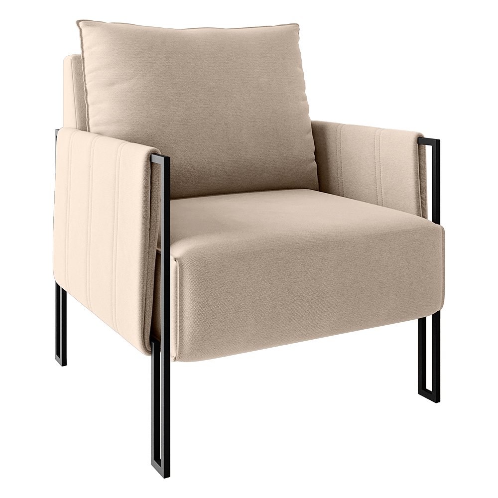 Poltrona Virgínia Veludo Off White Base de Ferro Preto - D'Rossi DRossi ...