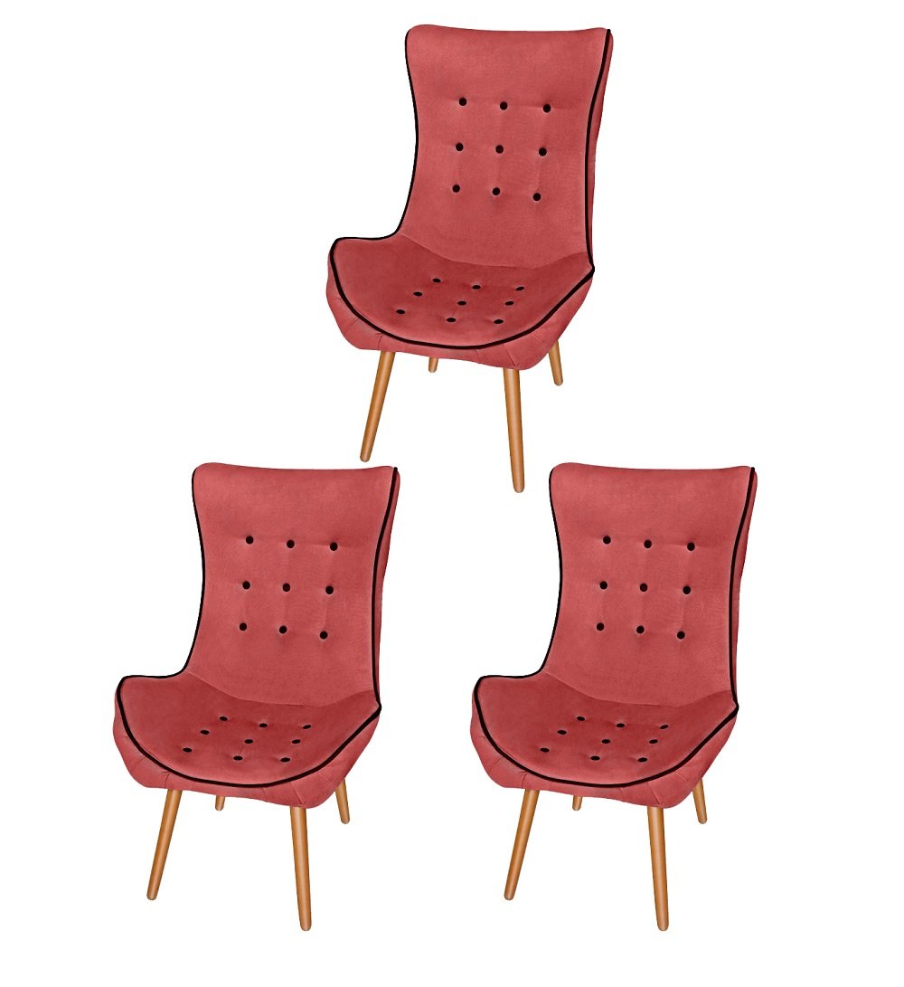 KIT 3 POLTRONAS JÉSSICA SUEDE VERMELHO - VH MOVEIS | MadeiraMadeira